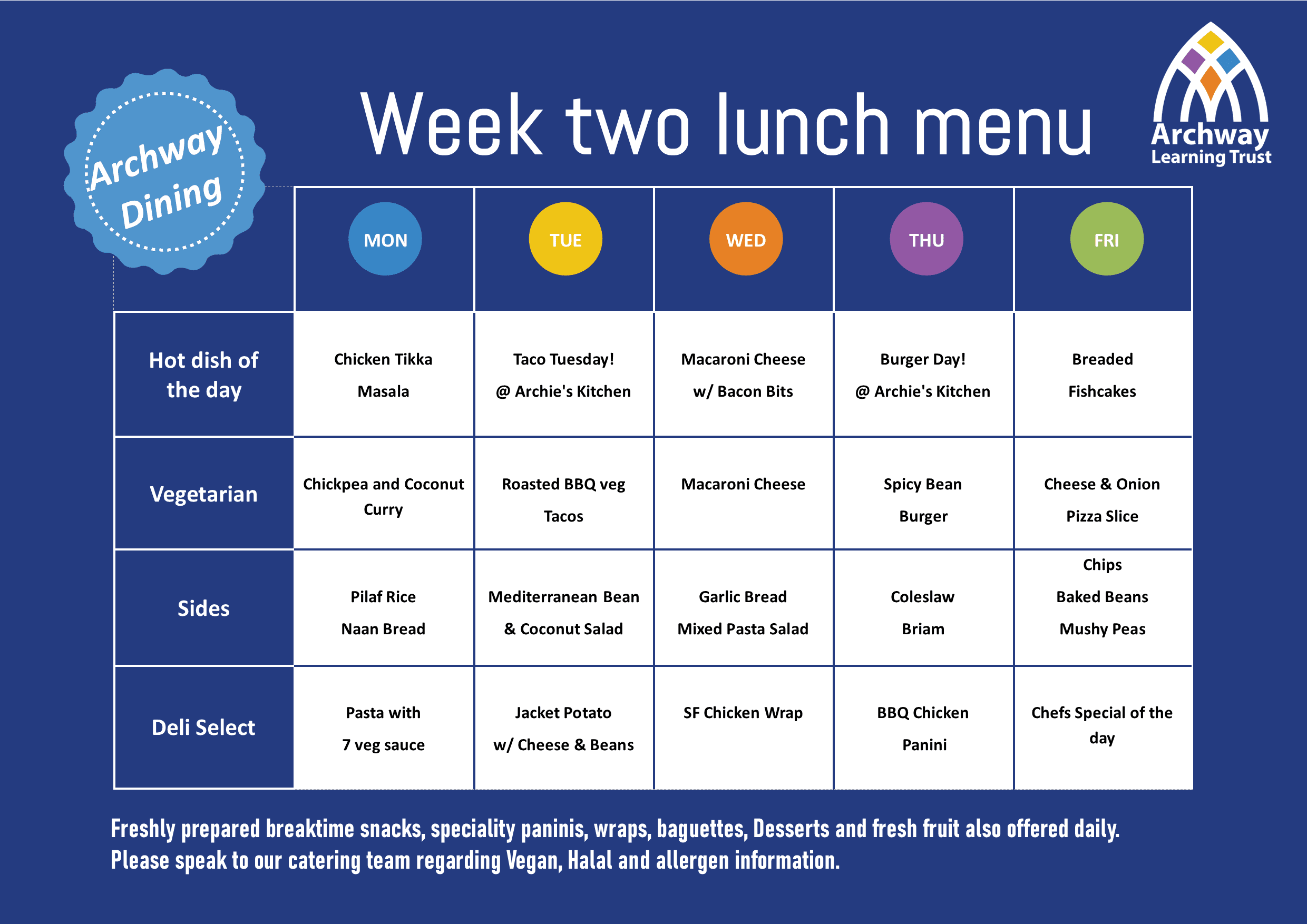 School Dinner Menus - Bluecoat Wollaton Academy