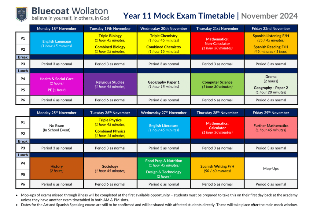 GCSE Mock Exams - Bluecoat Wollaton Academy