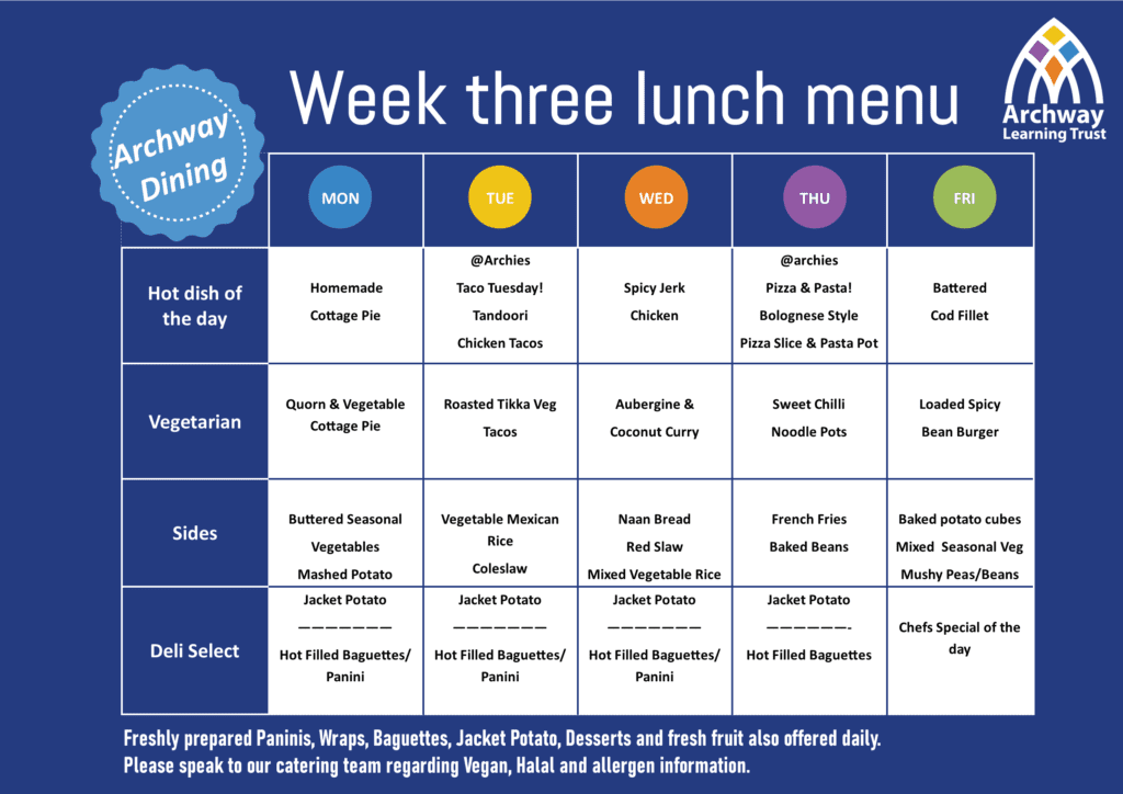 School Dinner Menus - Bluecoat Wollaton Academy