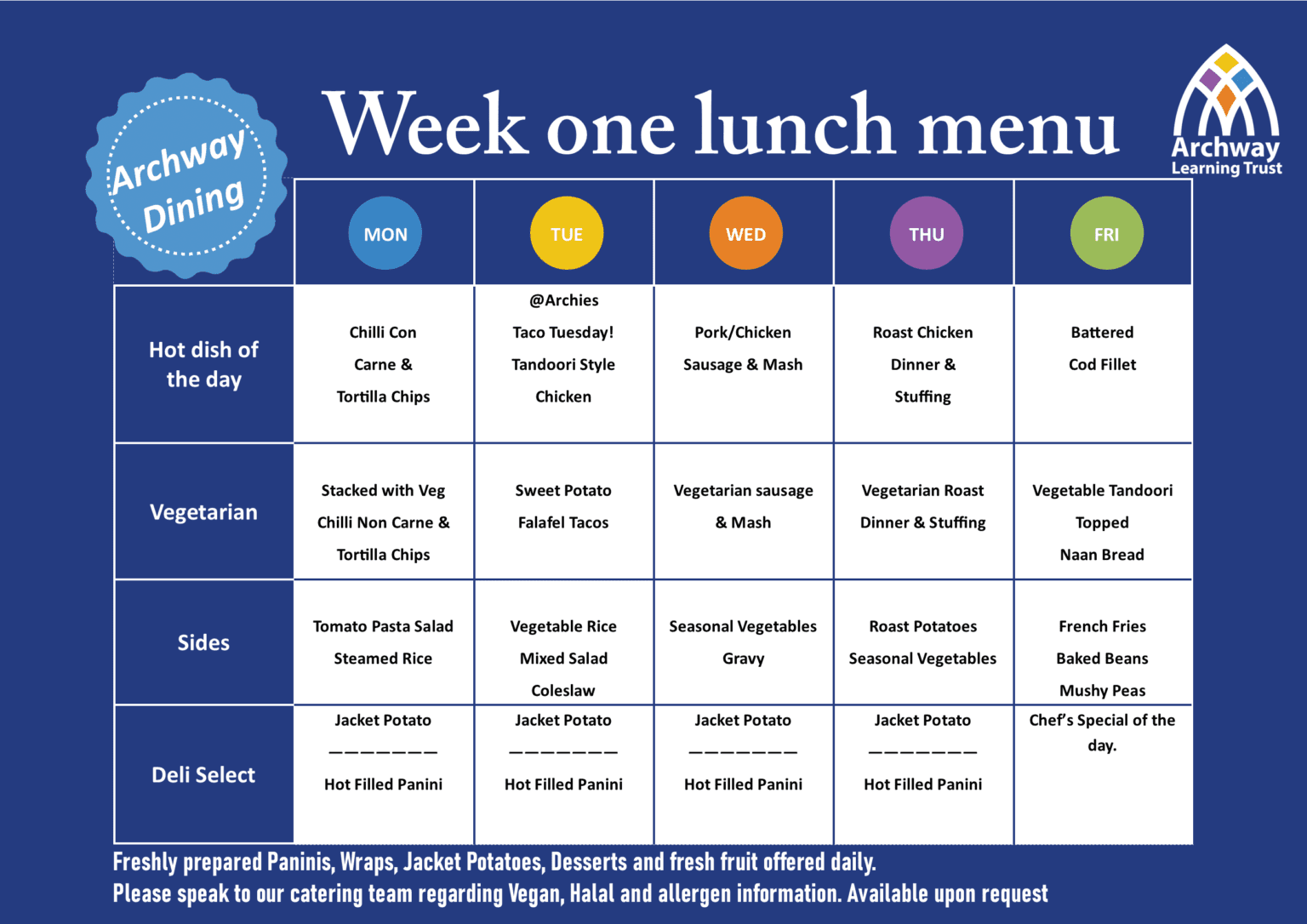School Dinner Menus - Bluecoat Wollaton Academy