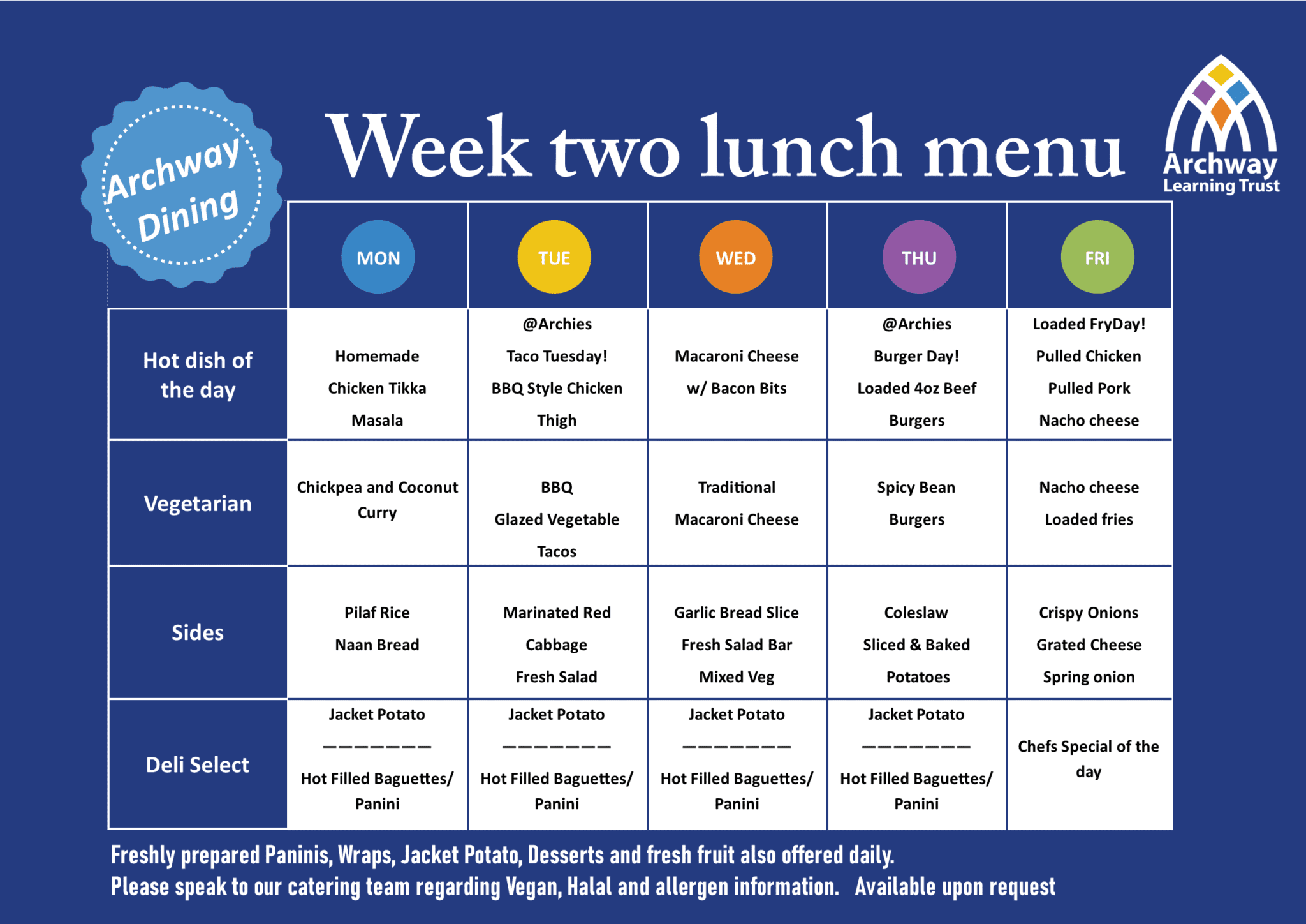 School Dinner Menus - Bluecoat Wollaton Academy
